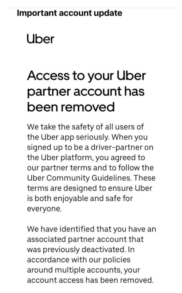 What to Do if Your Uber Account Has Been Disabled